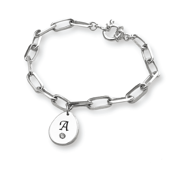 Pulsera de Plata y cristal Austriaco con Inicial
